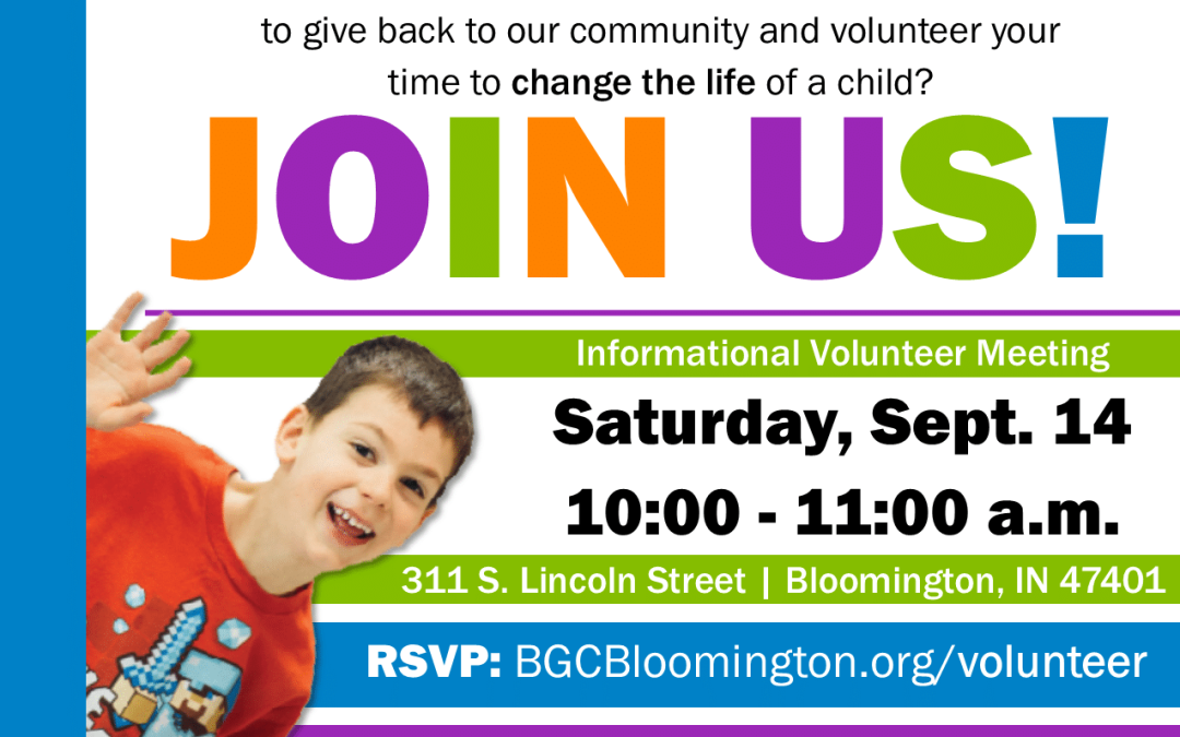 Volunteer Call-Out Meeting (9-14) Flyer | Boys & Girls Clubs of Bloomington